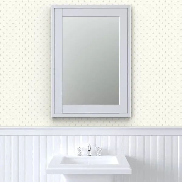 Spoonflower French Fleur-de-lys Custom Pre-pasted Wallpaper - White,gray