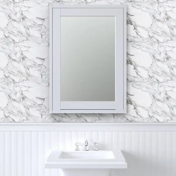 Spoonflower Marble Marbled Look White Stone Modern Custom Pre-pasted Wallpaper