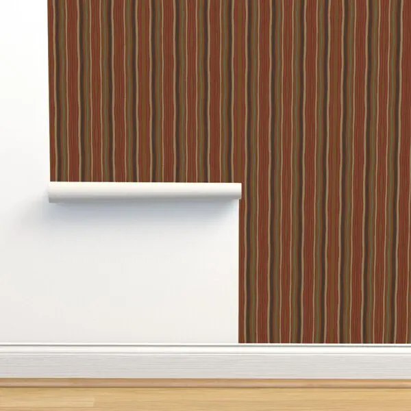 Spoonflower Primitive Stripes Spice Market 2.0 100% Natural Sisal Grasscloth Wallcovering
