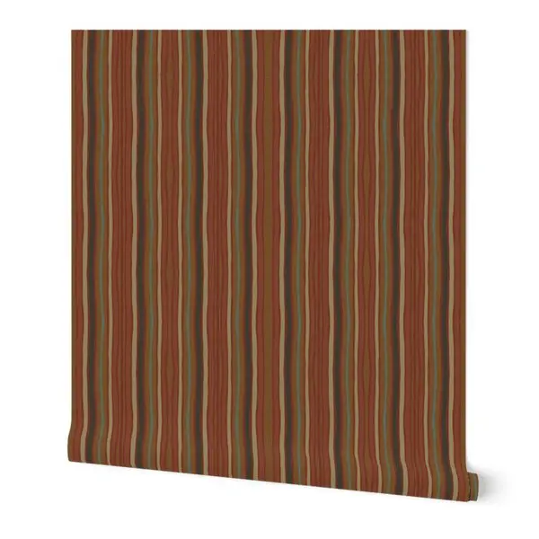 Spoonflower Primitive Stripes Spice Market 2.0 100% Natural Sisal Grasscloth Wallcovering