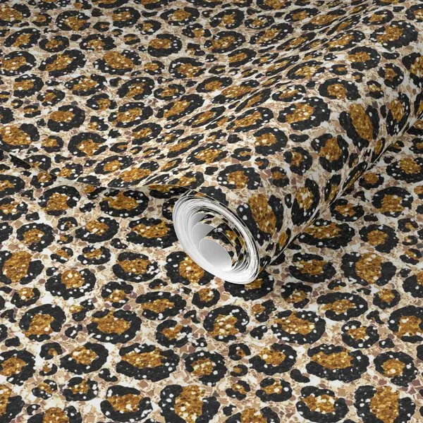 Spoonflower Leopard Cheetah Custom Pre-pasted Wallpaper - Brown,black,gray