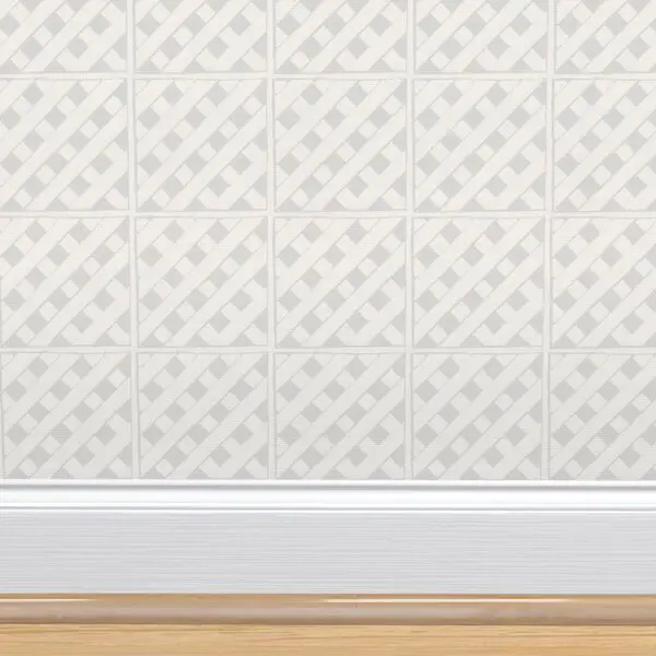 Spoonflower Lattice Thin Border White 100% Natural Sisal Grasscloth Wallcovering