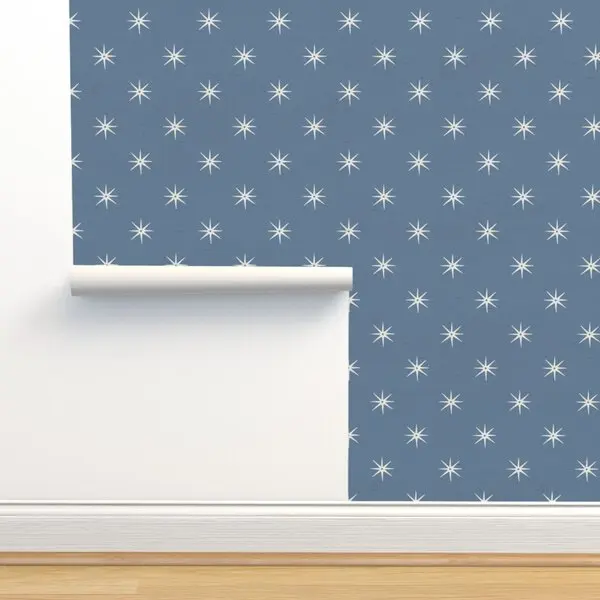 Spoonflower Reverse Stars 100% Natural Sisal Grasscloth Wallcovering