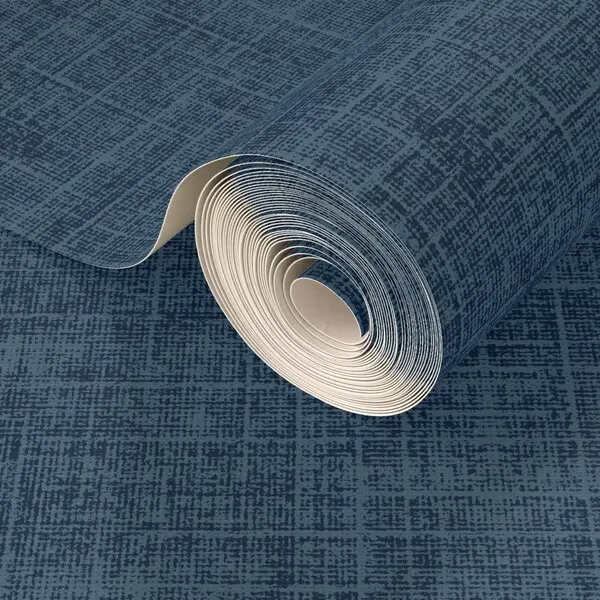 Spoonflower Texture Navy 100% Natural Sisal Grasscloth Wallcovering - Blue,indigo,navy