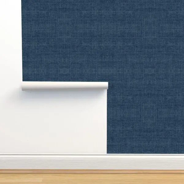 Spoonflower Texture Navy 100% Natural Sisal Grasscloth Wallcovering