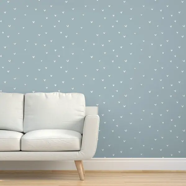 Spoonflower Freehand Small Hearts Valentines Custom Pre-pasted Wallpaper
