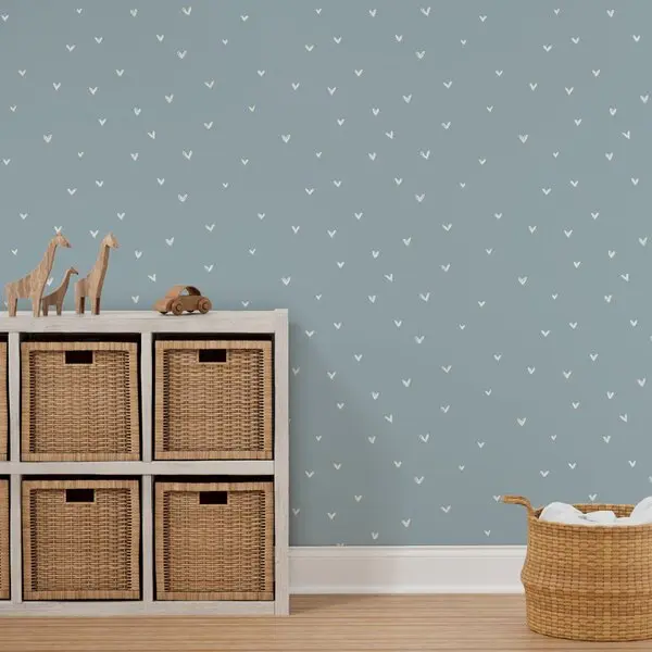 Spoonflower Freehand Small Hearts Valentines Custom Pre-pasted Wallpaper