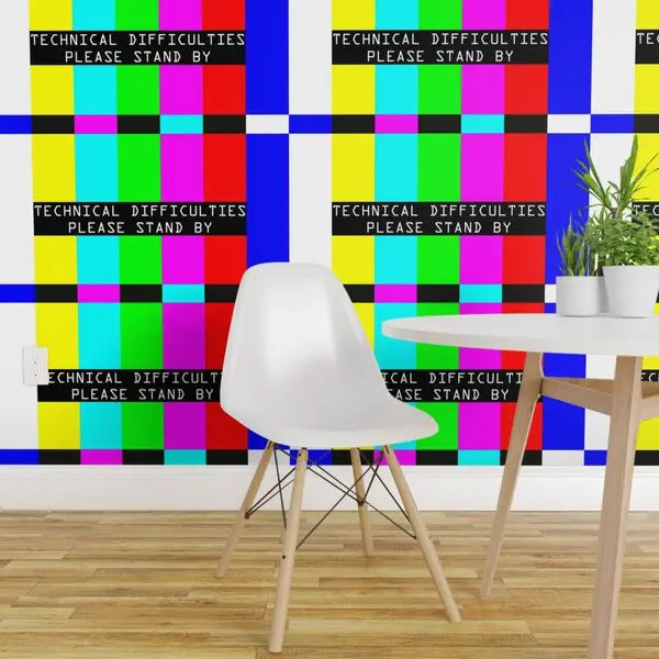 Spoonflower Television Tv Colorful Rainbows Broadcasting Traditional Wallpaper