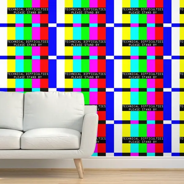Spoonflower Television Tv Colorful Rainbows Broadcasting Traditional Wallpaper