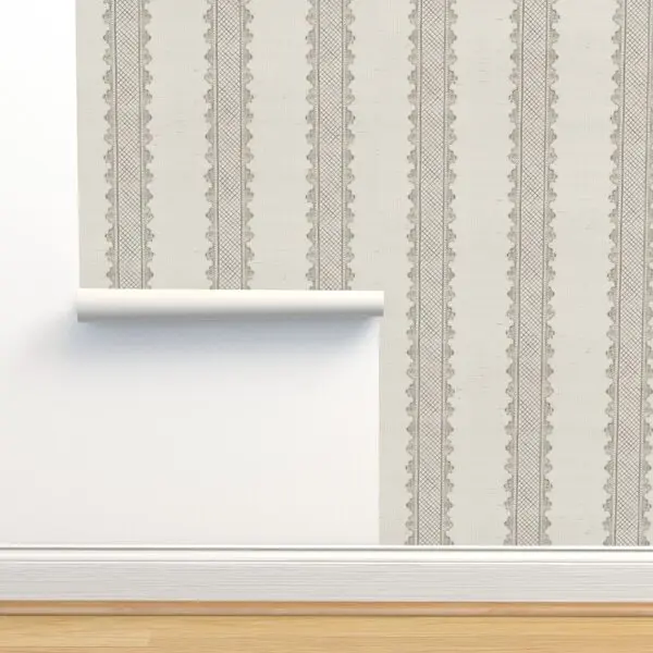 Spoonflower Clarabelle Quiet On Cream 100% Natural Sisal Grasscloth Wallcovering