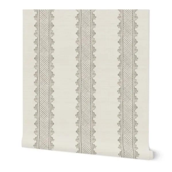 Spoonflower Clarabelle Quiet On Cream 100% Natural Sisal Grasscloth Wallcovering