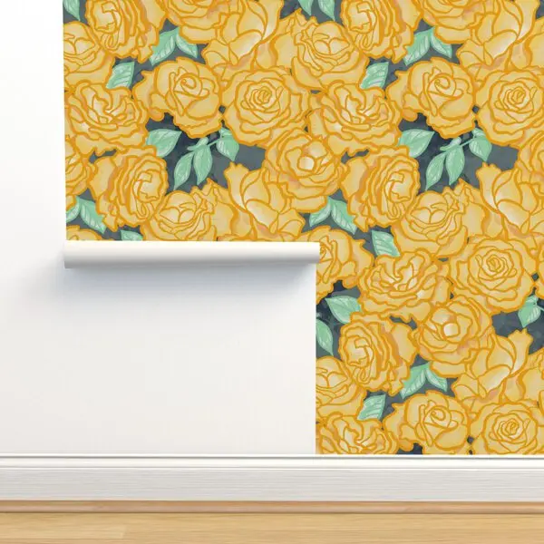 Spoonflower Rosa Handel Lutea Large 150 100% Natural Sisal Grasscloth Wallcovering