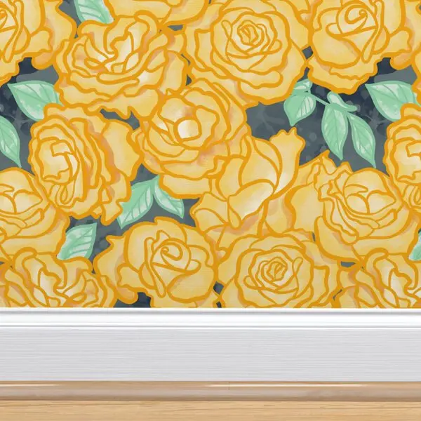 Spoonflower Rosa Handel Lutea Large 150 100% Natural Sisal Grasscloth Wallcovering
