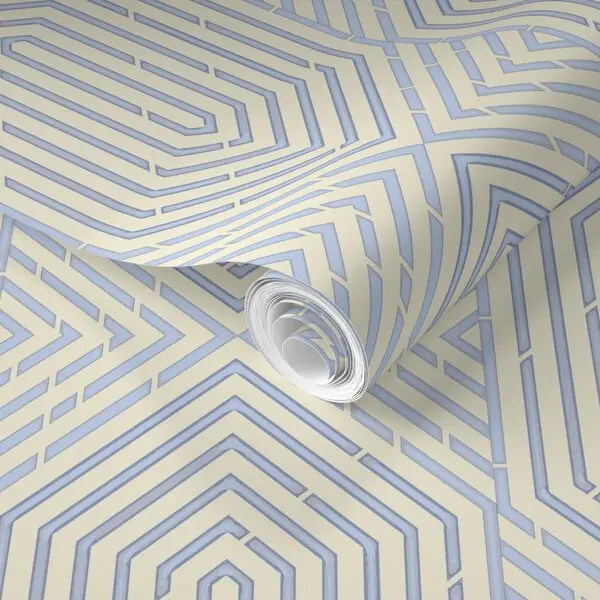 Spoonflower Geometric Periwinkle Blue Custom Pre-pasted Wallpaper - Blue,white,gray