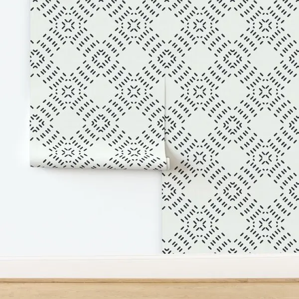 Spoonflower Modern Farmhouse Dash Stripes Little Arrow Boho Custom Pre-pasted Wallpaper