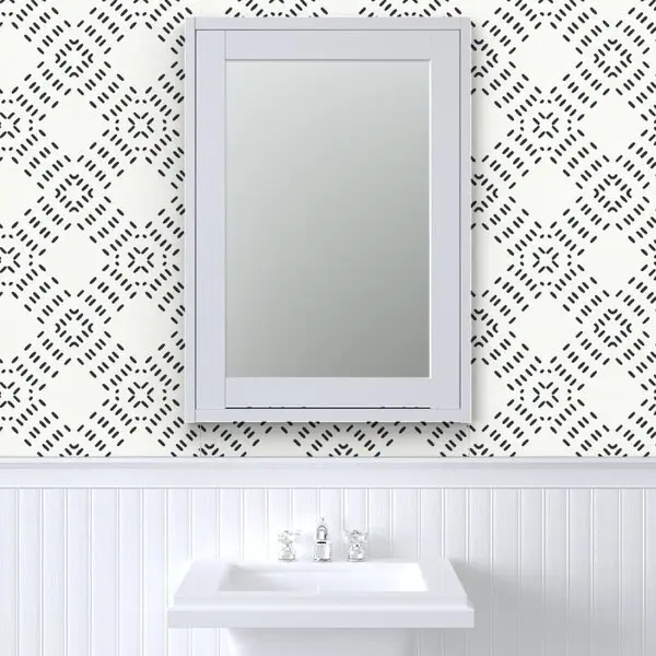 Spoonflower Modern Farmhouse Dash Stripes Little Arrow Boho Custom Pre-pasted Wallpaper