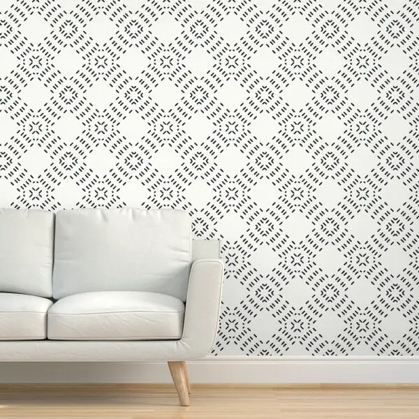 Spoonflower Modern Farmhouse Dash Stripes Little Arrow Boho Custom Pre-pasted Wallpaper