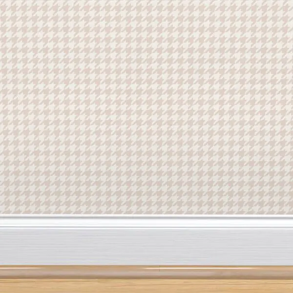 Spoonflower The Houndstooth Check ~ Aurore And White 100% Natural Sisal Grasscloth Wallcovering - Pink,white
