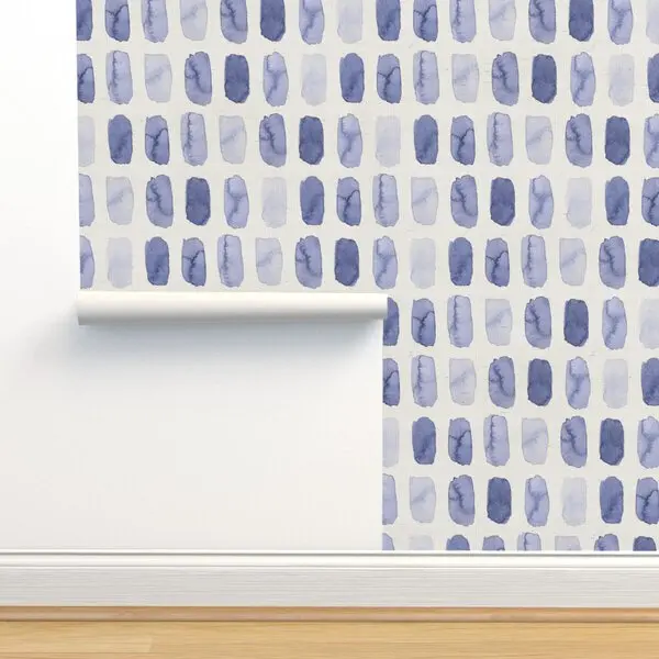 Spoonflower Very Peri Hand Painted Watercolor Strokes 100% Natural Sisal Grasscloth Wallcovering - Purple