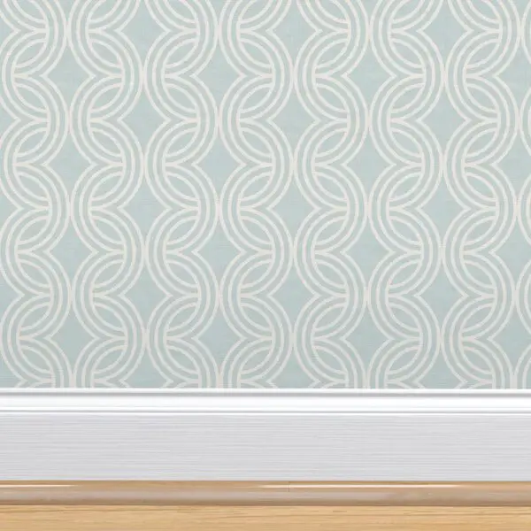 Spoonflower Neutral Geometric Soft Blue Rainbow White Vintage 100% Natural Sisal Grasscloth Wallcovering