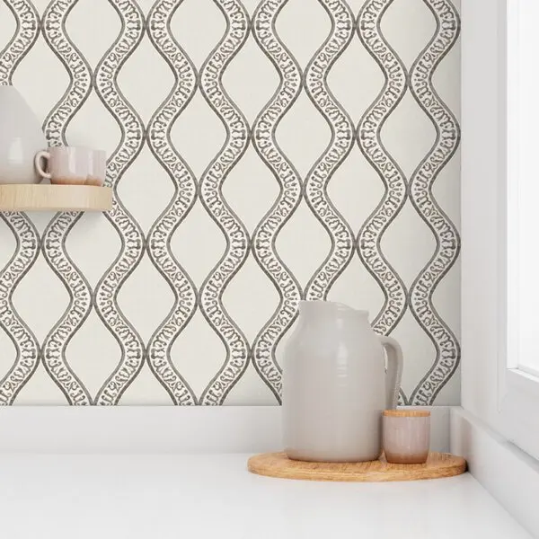 Spoonflower Damask French Lattice Trellis Idclassic19 Custom Pre-pasted Wallpaper