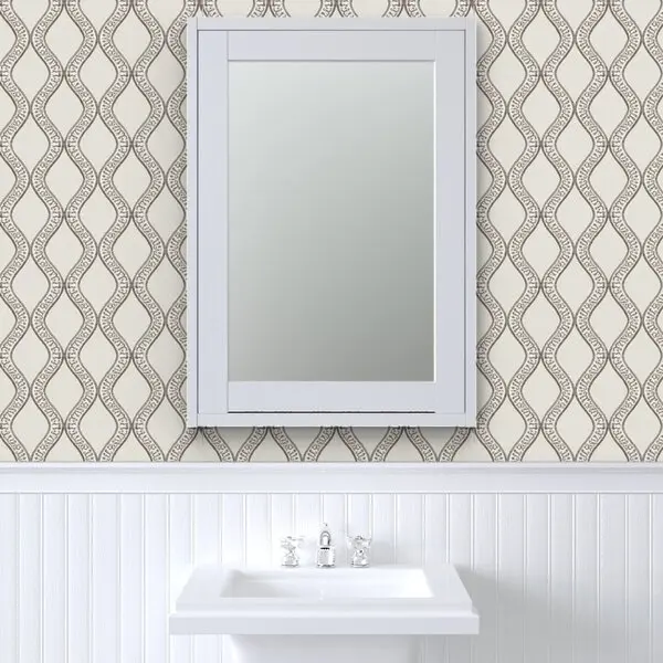 Spoonflower Damask French Lattice Trellis Idclassic19 Custom Pre-pasted Wallpaper