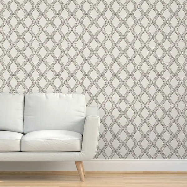 Spoonflower Damask French Lattice Trellis Idclassic19 Custom Pre-pasted Wallpaper