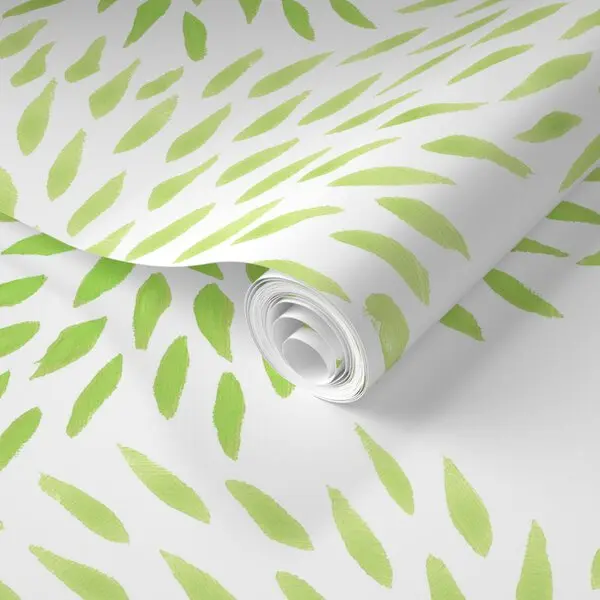 Spoonflower Mums Flowers Green Decor Custom Pre-pasted Wallpaper - Green,white,gray