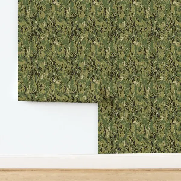 Spoonflower Navy Camo Woodland Aor Nwu Custom Pre-pasted Wallpaper