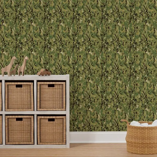 Spoonflower Navy Camo Woodland Aor Nwu Custom Pre-pasted Wallpaper