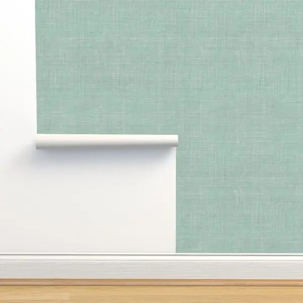 Spoonflower Seaglass Light Blue 100% Natural Sisal Grasscloth Wallcovering - Green