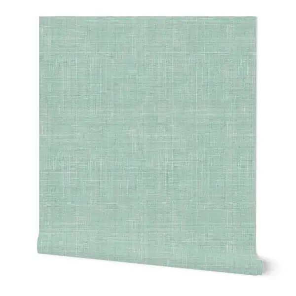 Spoonflower Seaglass Light Blue 100% Natural Sisal Grasscloth Wallcovering - Green