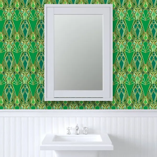 Spoonflower Geometric Art Deco Filigree Gender Neutral Wizard Custom Pre-pasted Wallpaper
