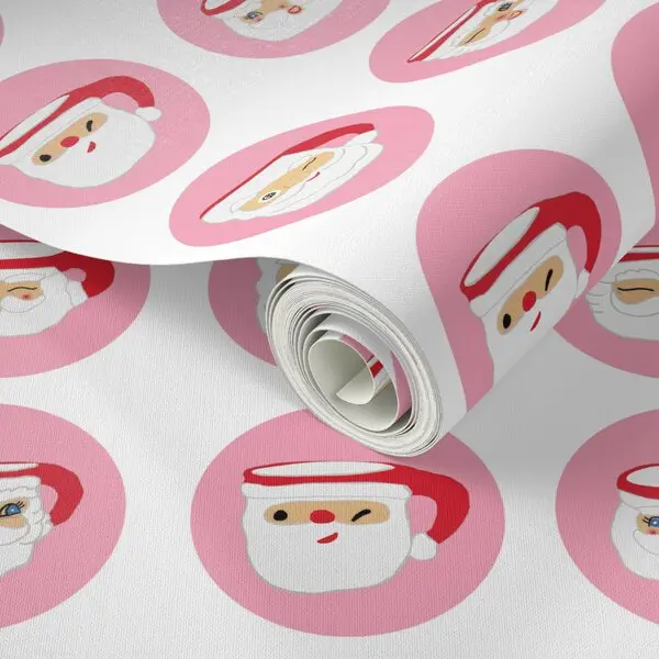 Spoonflower Vintage Christmas Santa Ornaments Mug Traditional Wallpaper - Pink,brown
