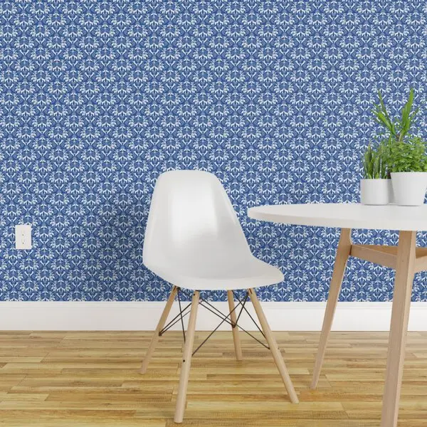 Spoonflower Cat Kitten Kitty Silhouette Damask Chinoiserie Custom Pre-pasted Wallpaper
