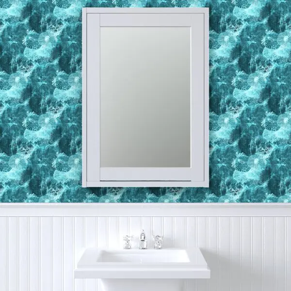 Spoonflower Retro Seaweed Science Ocean Watercolour Traditional Wallpaper