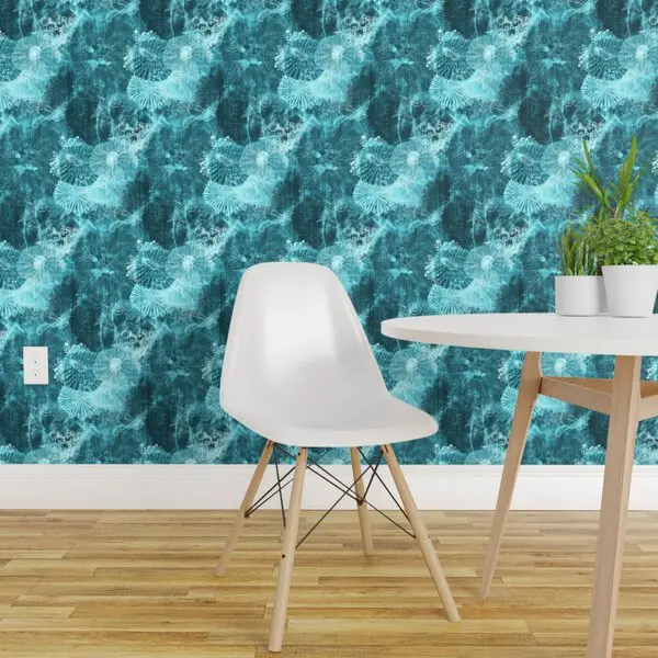 Spoonflower Retro Seaweed Science Ocean Watercolour Traditional Wallpaper
