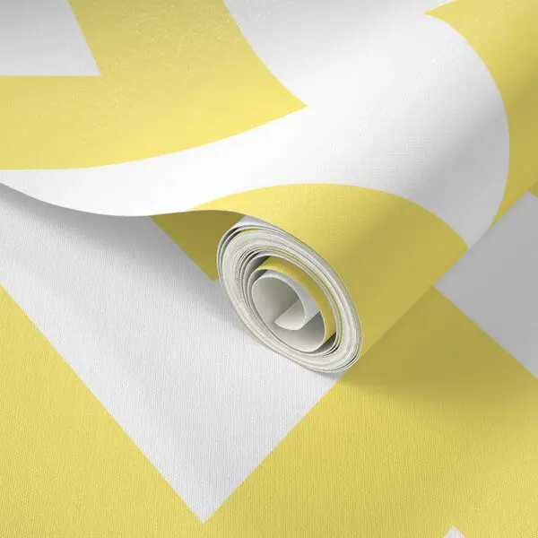 Spoonflower Chevron Lemon Yellow Modern Custom Pre-pasted Wallpaper - Gray,yellow,green