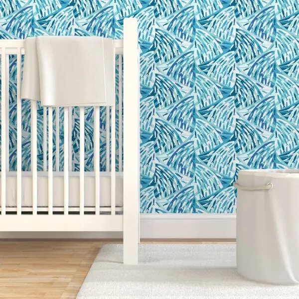Spoonflower Ocean Life Fish Sea Waves Oceans Love Modern Traditional Wallpaper - Blue