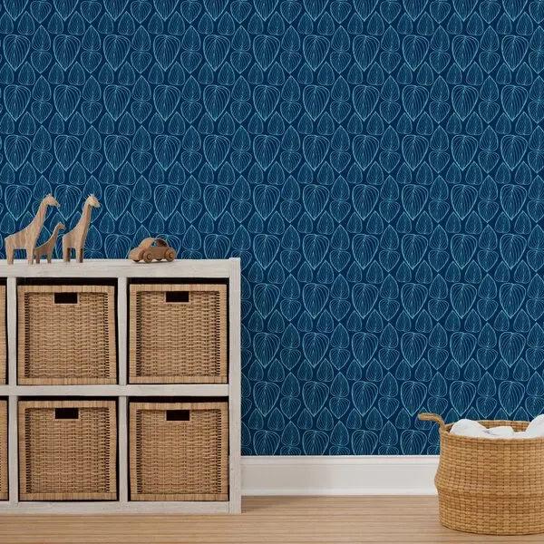 Spoonflower Leaves Hosta Leaf Custom Pre-pasted Wallpaper