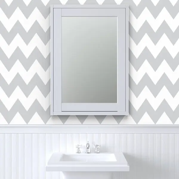 Spoonflower Chevron Light Grey Custom Pre-pasted Wallpaper