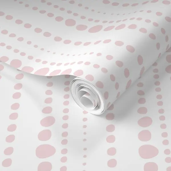 Spoonflower Pink White Stripe Geometric Dots Custom Pre-pasted Wallpaper - White,gray
