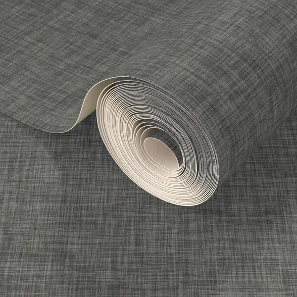 Spoonflower Charcoal Solid Rustic Custom Pre-pasted Wallpaper - Gray