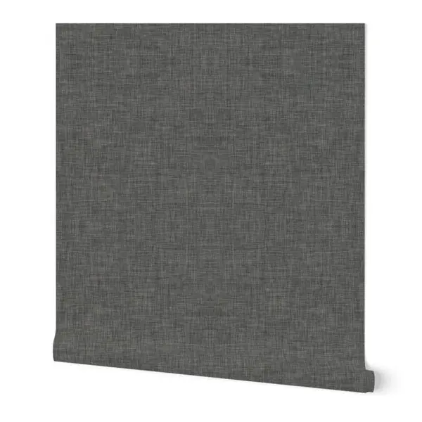 Spoonflower Charcoal Solid Rustic Custom Pre-pasted Wallpaper - Gray