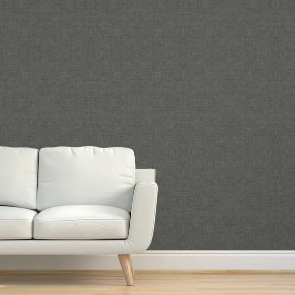 Spoonflower Charcoal Solid Rustic Custom Pre-pasted Wallpaper - Gray