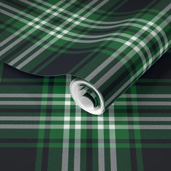 Spoonflower Green Plaid Tartan Scottish Tweedside Traditional Wallpaper - Green,mint,gray