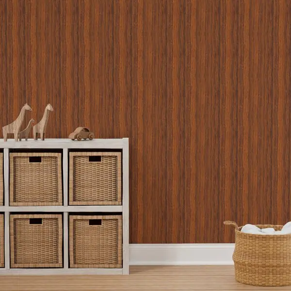 Spoonflower Wood Grain Landscape Teak Copper Traditional Wallpaper