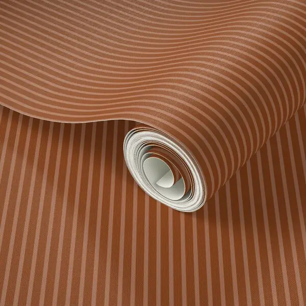 Spoonflower Stripe Custom Pre-pasted Wallpaper - Brown