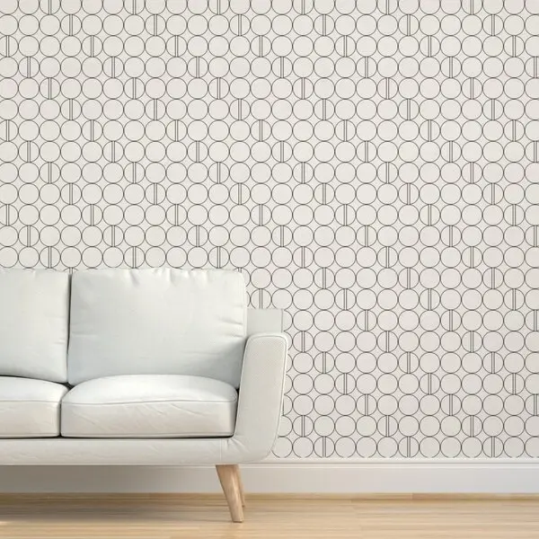 Spoonflower Core Large White With Black Lines 100% Natural Sisal Grasscloth Wallcovering