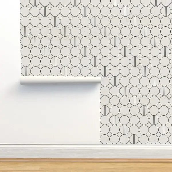 Spoonflower Core Large White With Black Lines 100% Natural Sisal Grasscloth Wallcovering